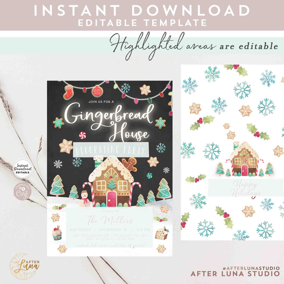 Editable Gingerbread House Decorating Party Invitation Modern - Etsy