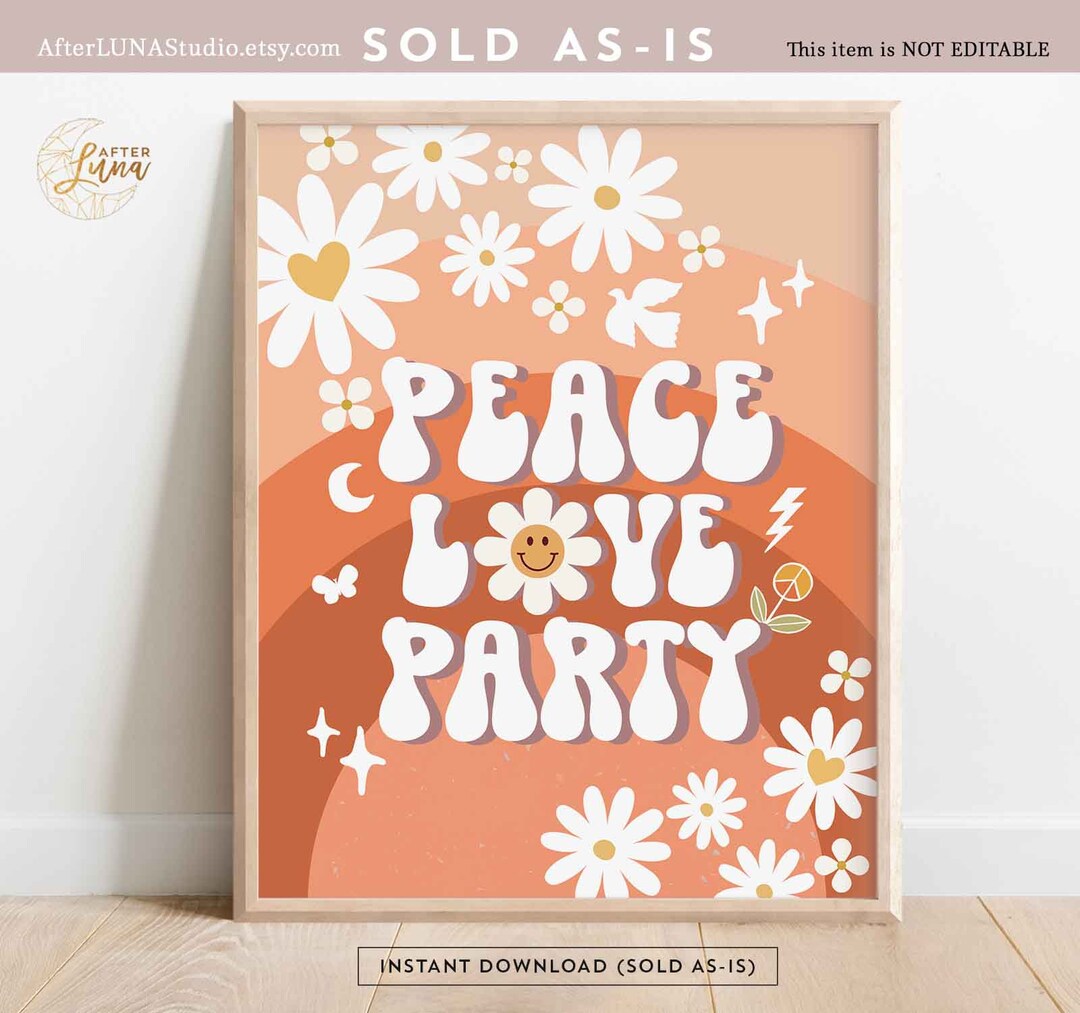 Fall Groovy Birthday Party Decor Daisy Peace Love Party Decor Two ...