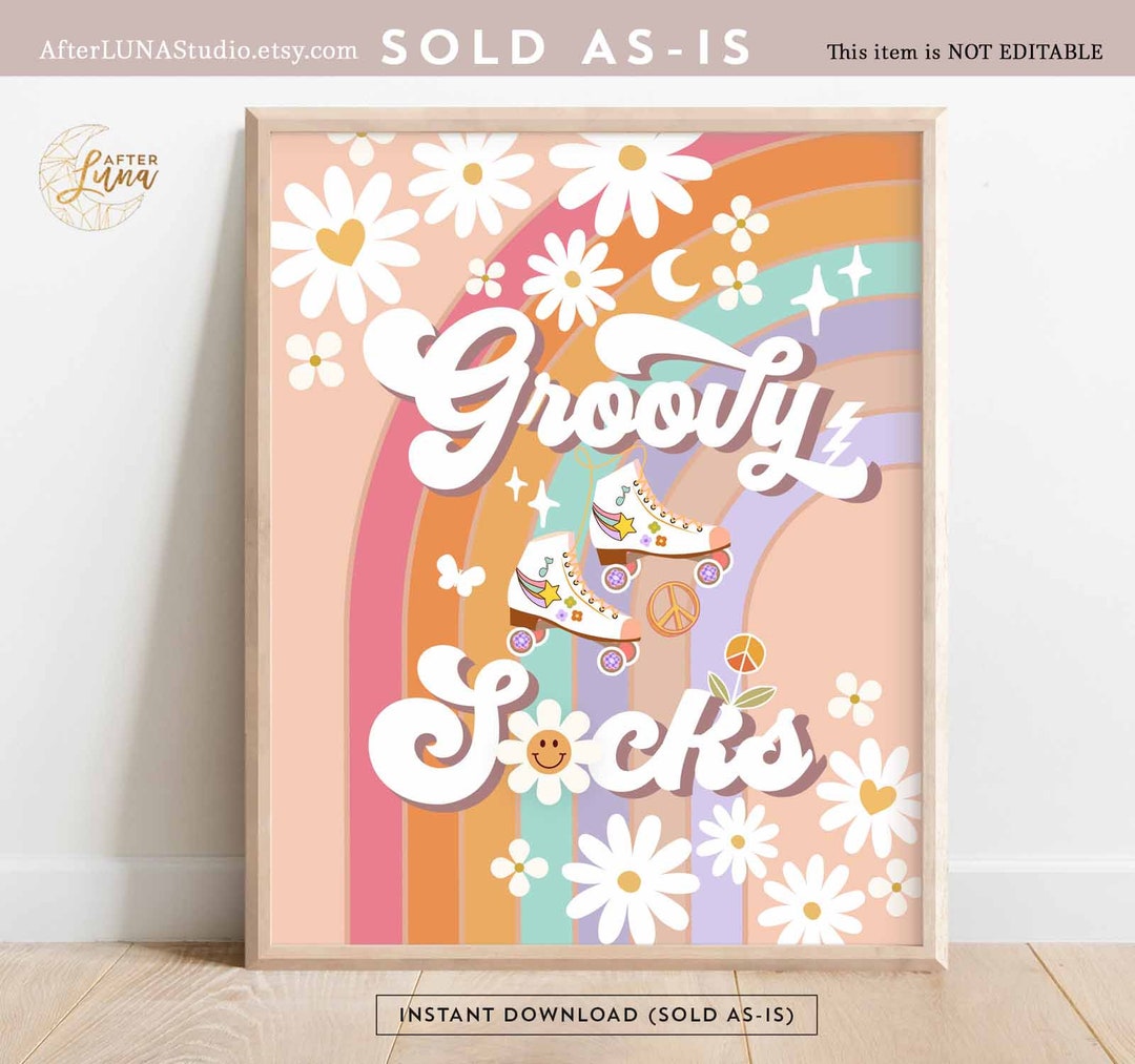 Groovy Socks Sign Groovy Birthday Party Decor Daisy Sign Decor Groovy ...