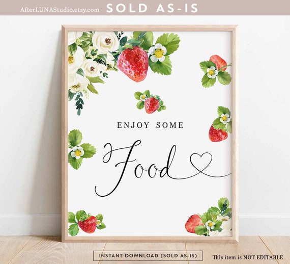 Strawberry Enjoy Some Food Sign Strawberry Berry Sweet Baby - Etsy