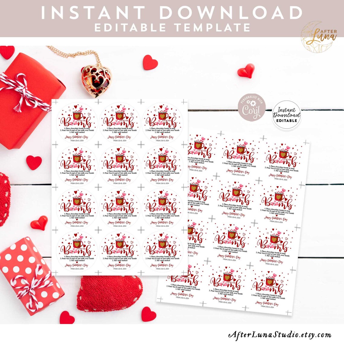 EDITABLE Valentine Bath Bomb Tags Labels Printable Bath Bomb | Etsy
