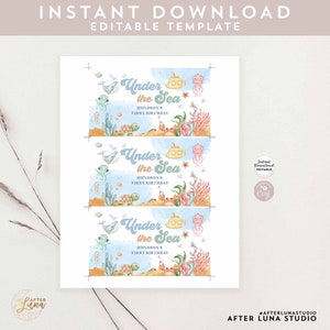 Editable ANY WORDING Boy Under the Sea Cute Whale Sea Creatures Turtle ...