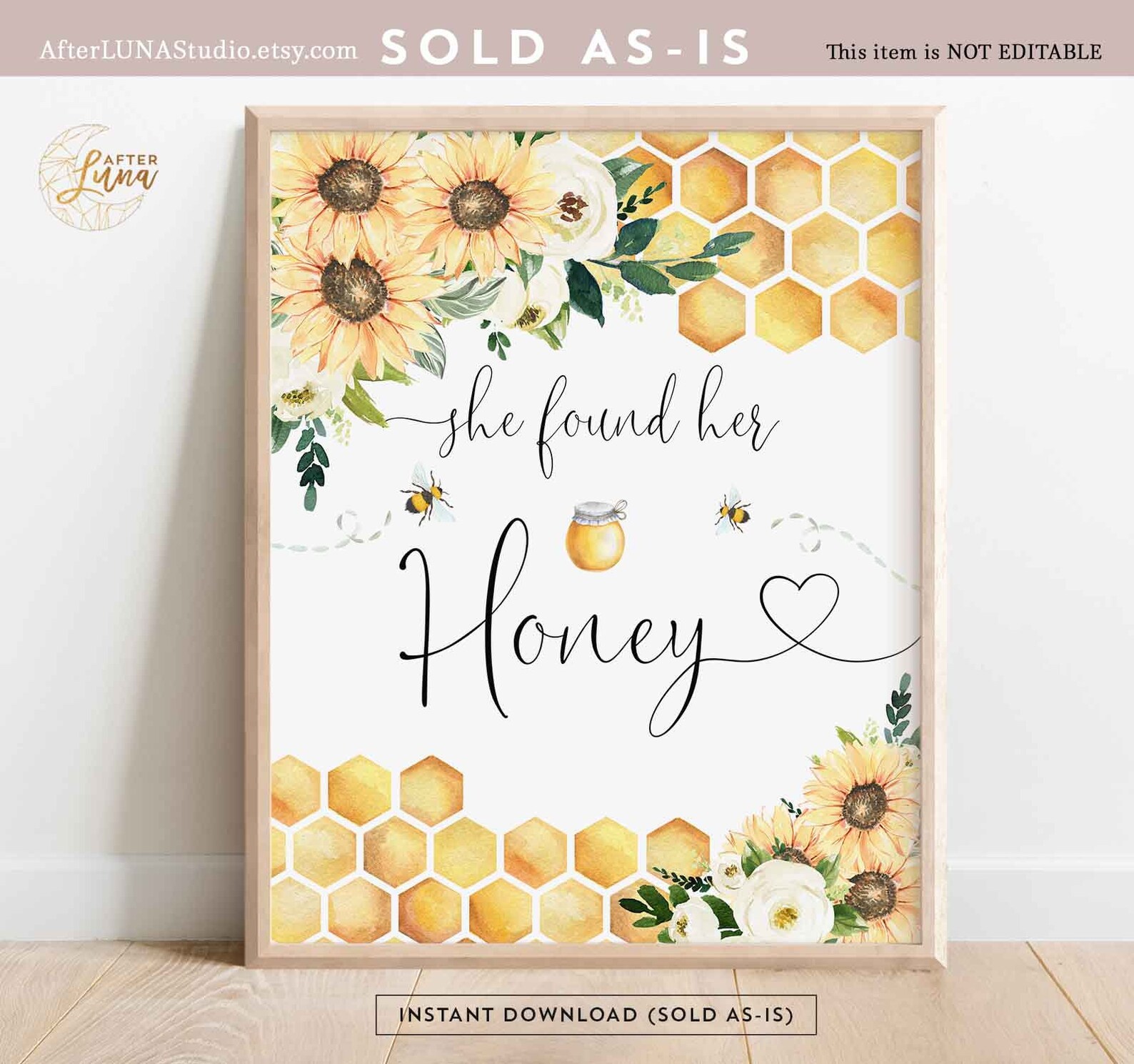 Sunflower Bee She Found Her Honey Sign Bee Bride to Bee Bridal - Etsy
