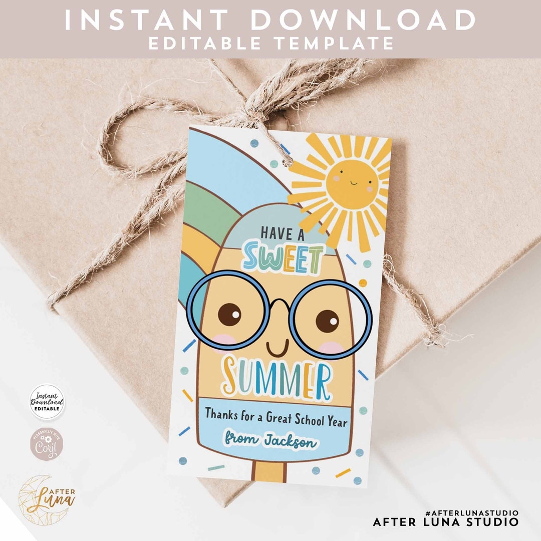 Editable Boy Ice Pop Have A Sweet Summer End of Year Last Day of School ...