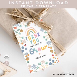 Editable Flower Teacher Appreciation Gift Tags End of Year Thank You ...