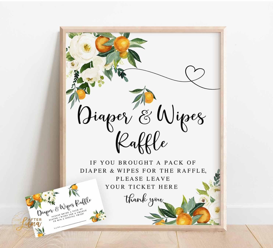 Orange Citrus 8x10" Diaper Wipes Raffle Sign Printable A Little Cutie ...
