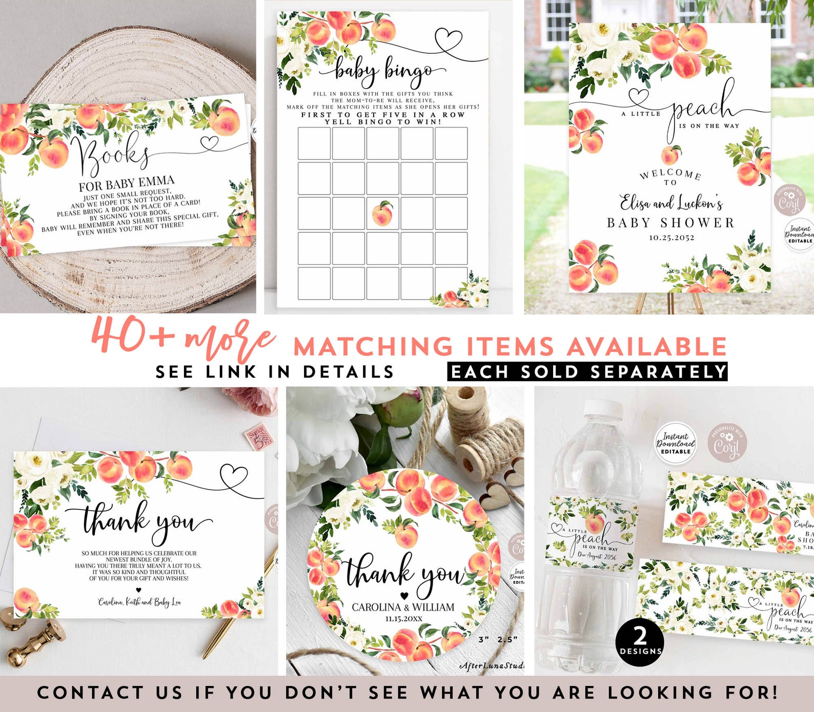 White Floral Peach Guess How Many Peach Rings Game Sweet Peach on the ...