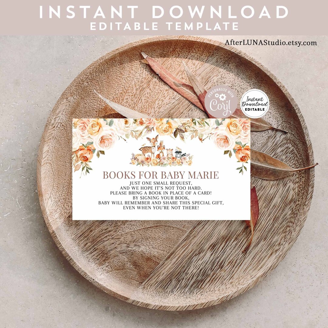 Editable Fall Woodland Pumpkin Baby Shower Book Request Insert Autumn ...