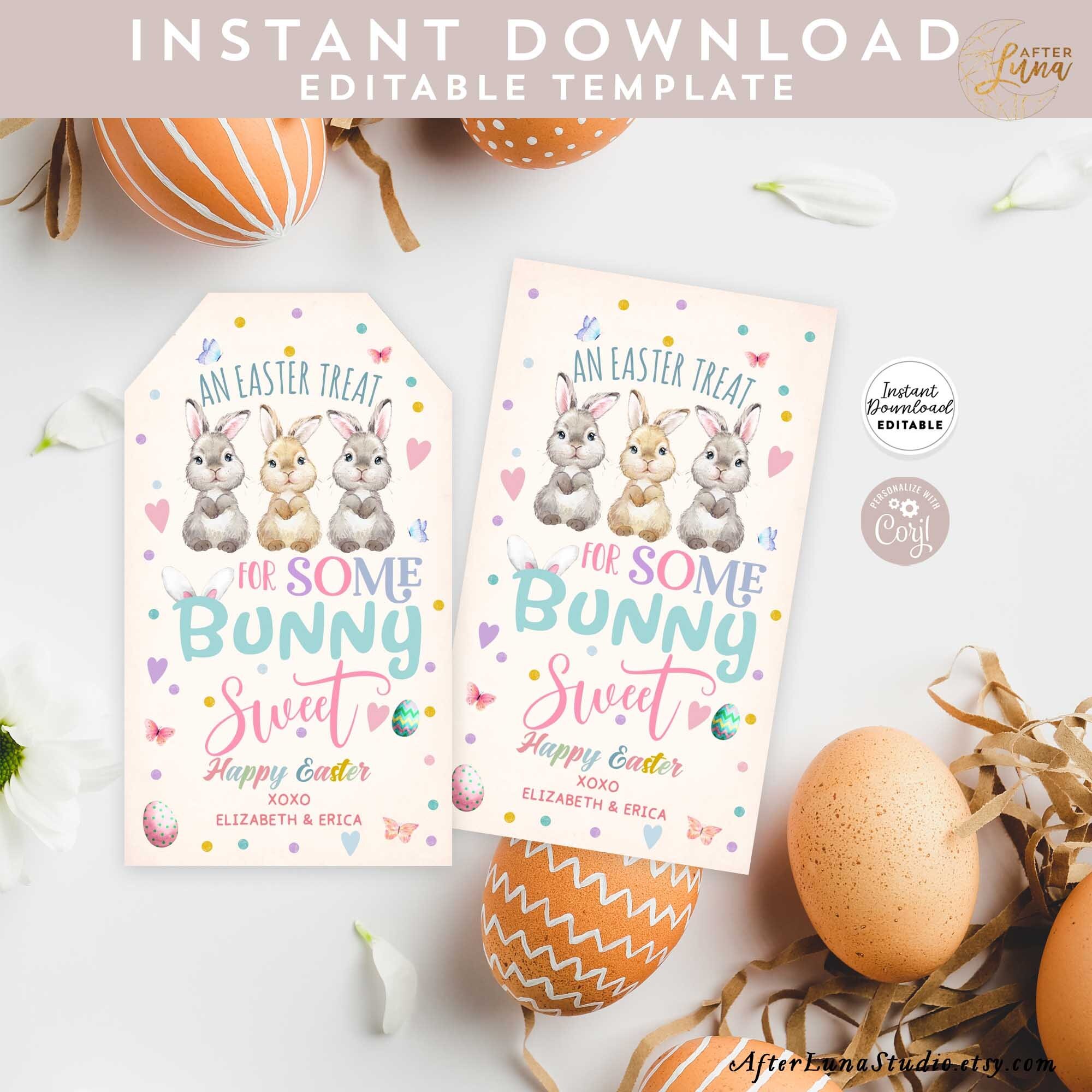 EDITABLE Personalized Easter Bunny Treat Tag Printable Treat for Some ...