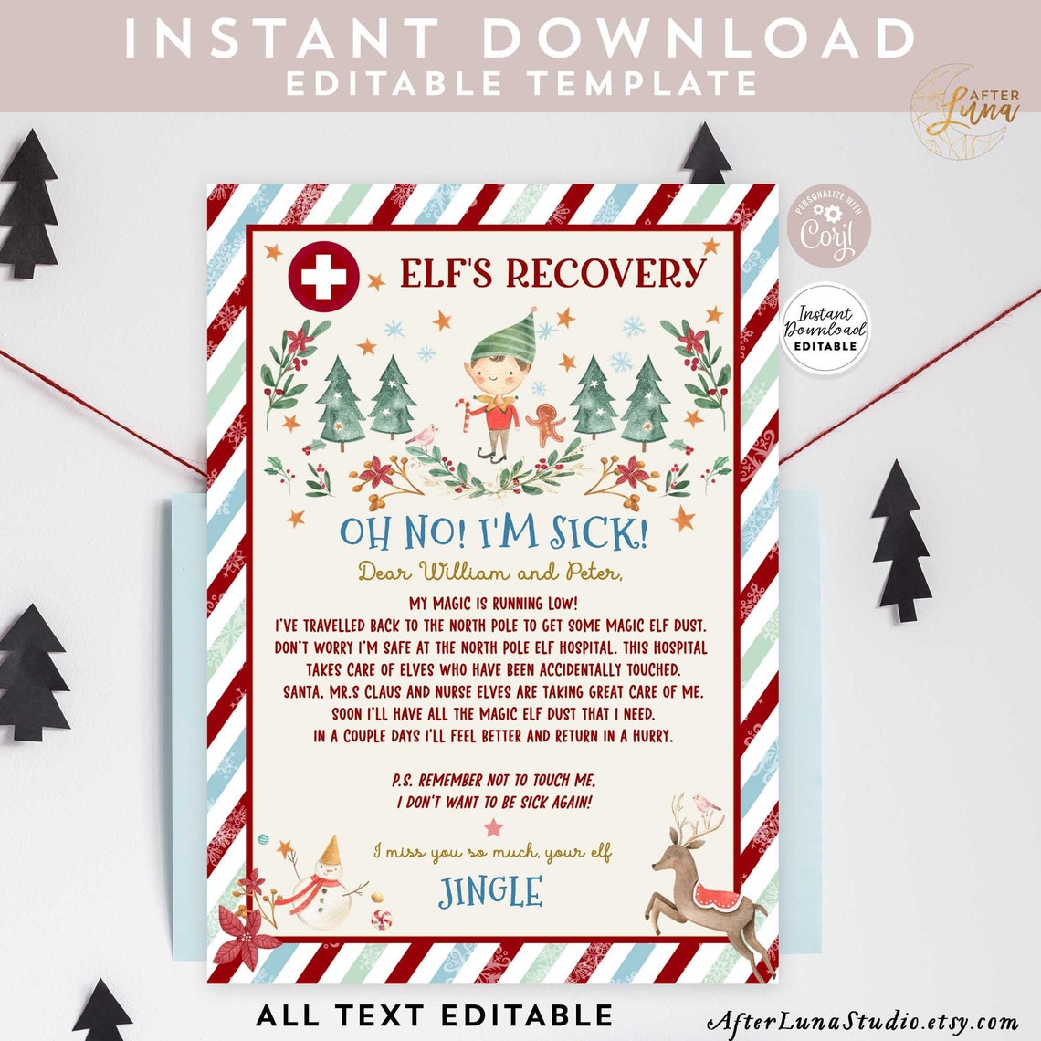 EDITABLE Boy Elf Recovery Letter Touched Elf Lost Magic Note Magic Elf ...