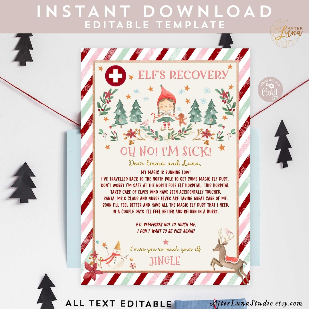 EDITABLE Elf Recovery Letter Touched Elf Lost Magic Note Magic Elf Dust Elf Emergency Elf Get ...