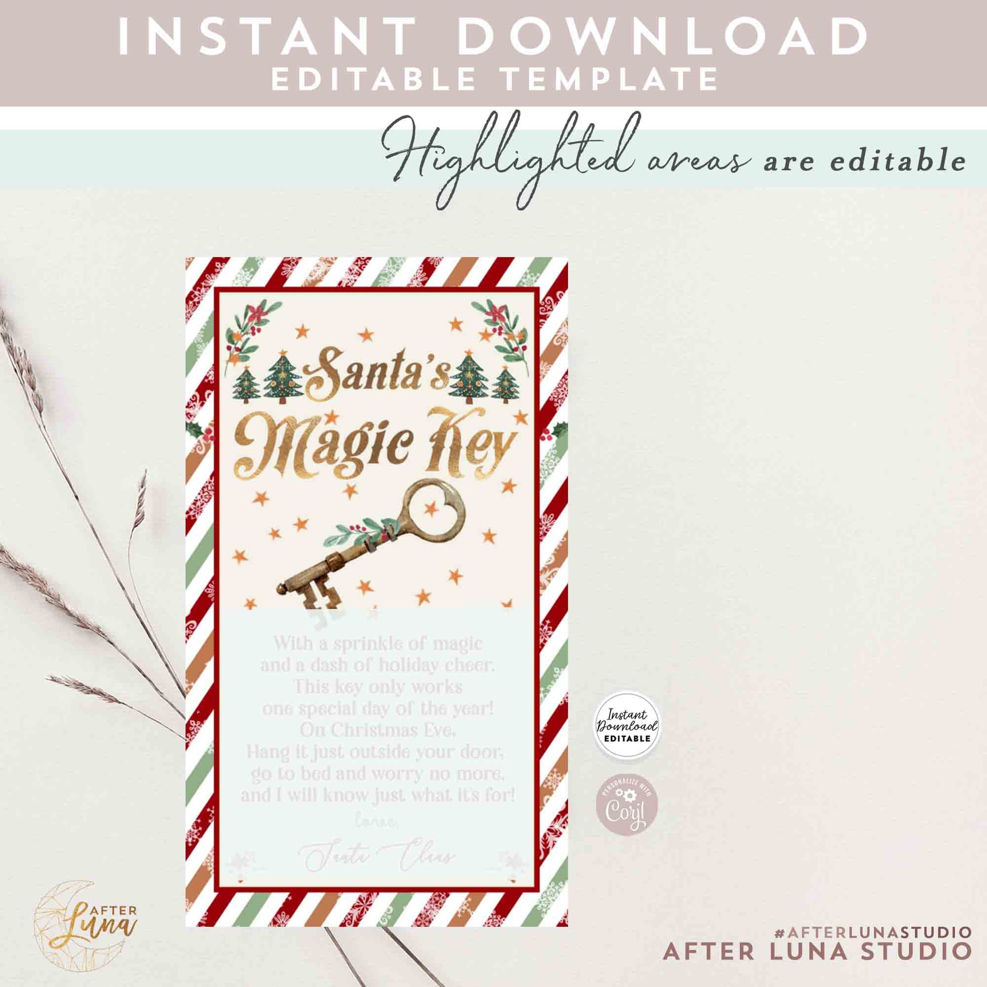 EDITABLE Santa's Magical Key Magic Key Tag Christmas Eve - Etsy