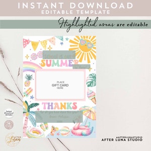 Editable Gift Card Holder School is Out Summer is Here Teacher ...