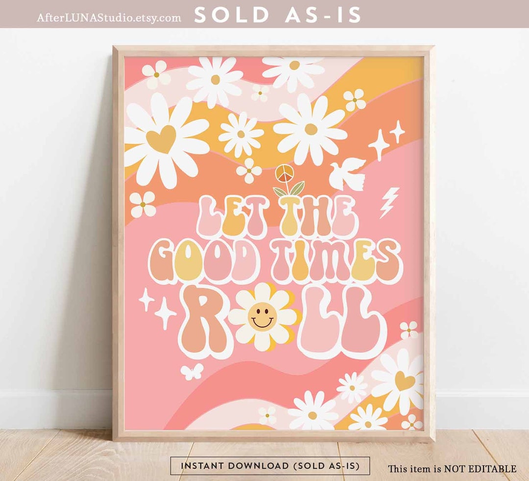 Pink Groovy Birthday Party Decor Peach Pink Daisy Let the Good Times ...
