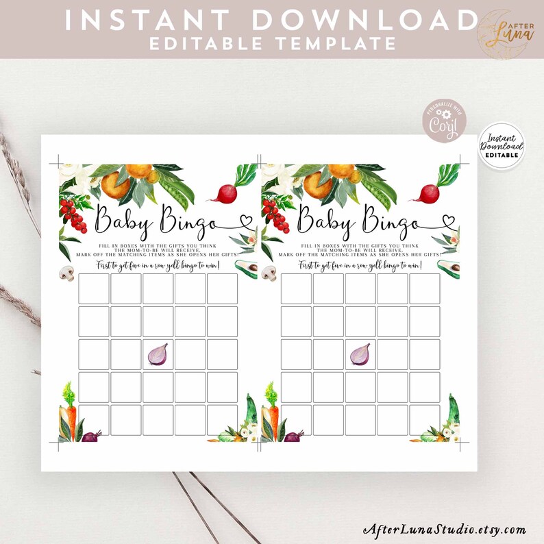 EDITABLE Locally Grown Farm Farmers Market Bingo Game Card | Etsy