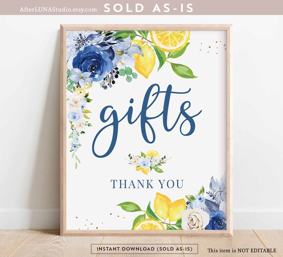 Blue Floral Lemon Gifts Sign Printable Citrus She Found Her | Etsy