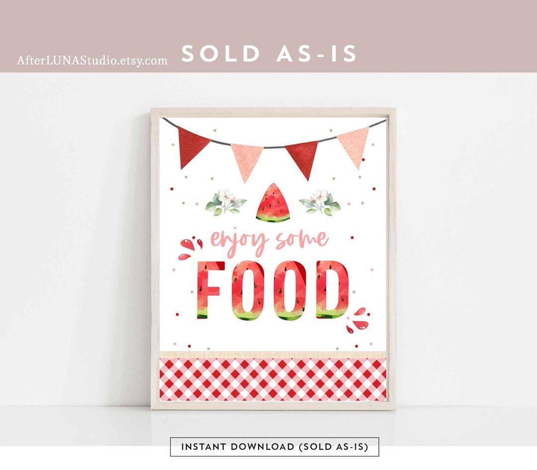 8x10" Watermelon Food Table Sign Watermelon Birthday Enjoy Some Food ...