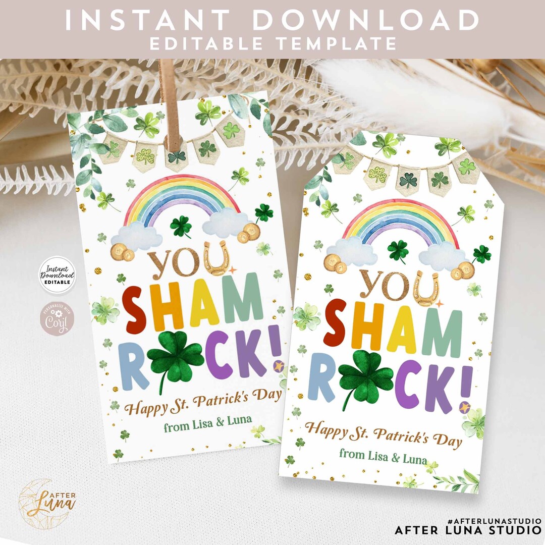 Editable St. Patrick's Day You Sham Rock Rainbow Kids Classroom ...
