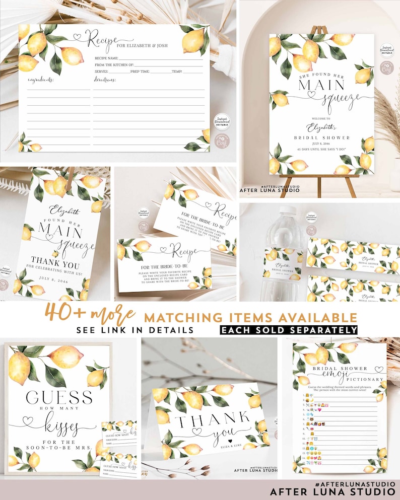 Lemon Bridal Wedding Shower Love is Sweet Take a Treat Sign Printable ...