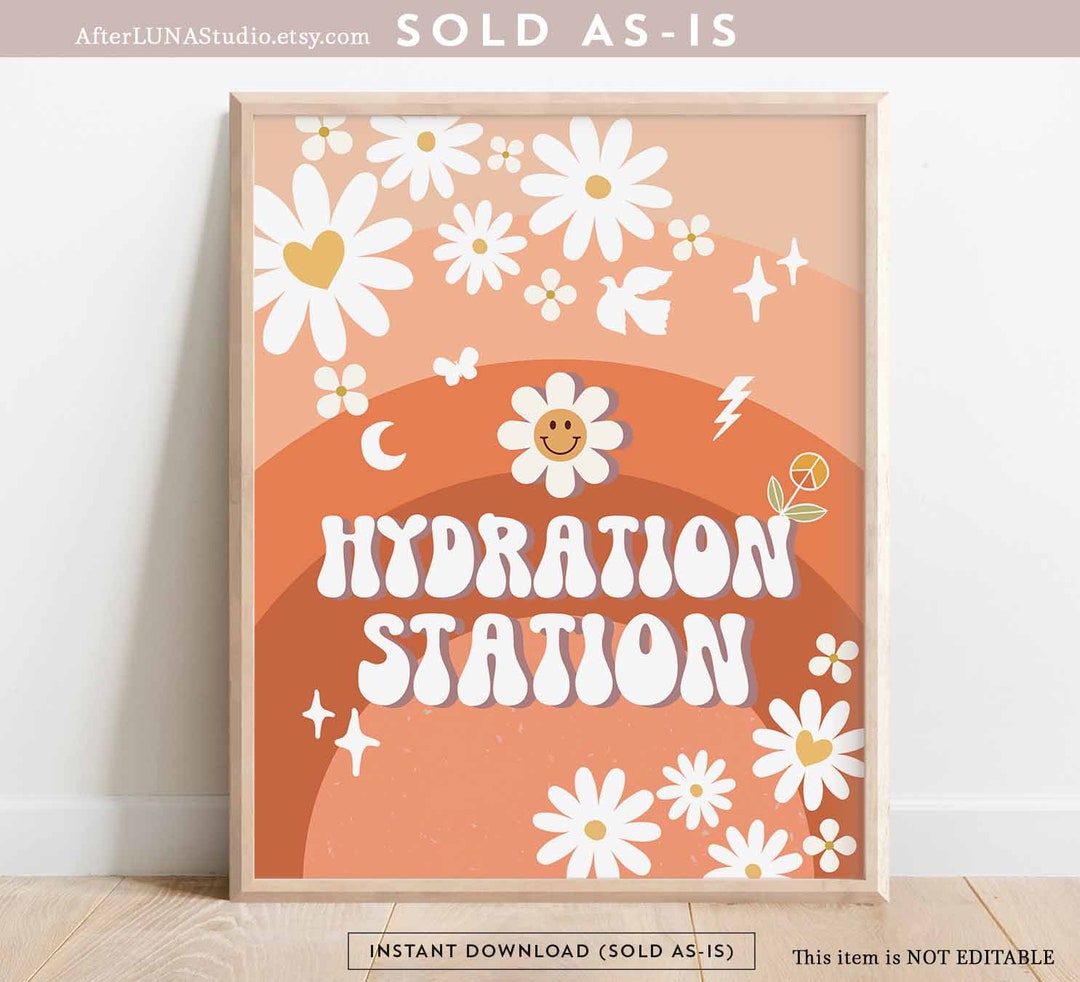 Fall Groovy Birthday Party Decor Daisy Hydration Station Sign Table ...