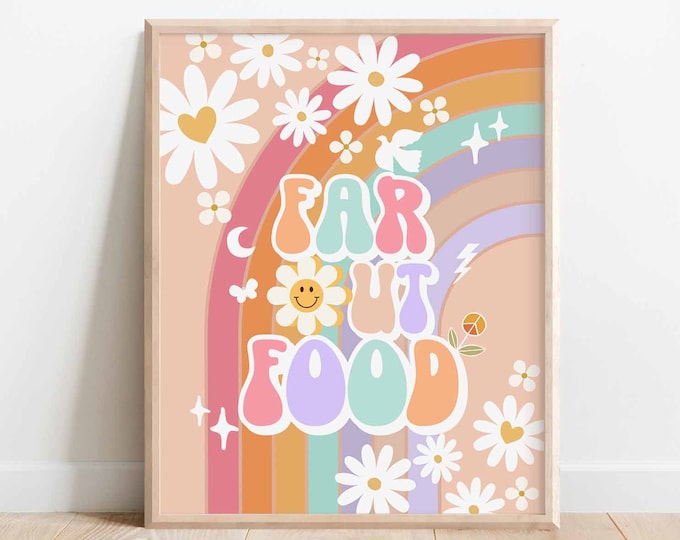 Groovy Birthday Party Decor 70' Daisy Far Out Food Sign - Etsy
