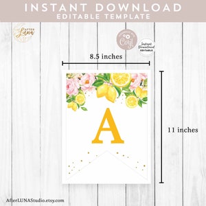 Editable Blush Pink Citrus Lemon Bridal Shower Baby Shower Decor ...