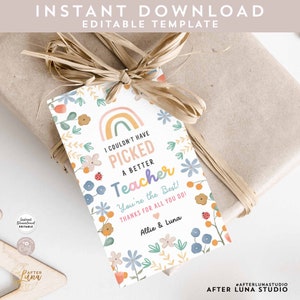 Editable Flower Teacher Appreciation Gift Tags End of Year Couldn't ...