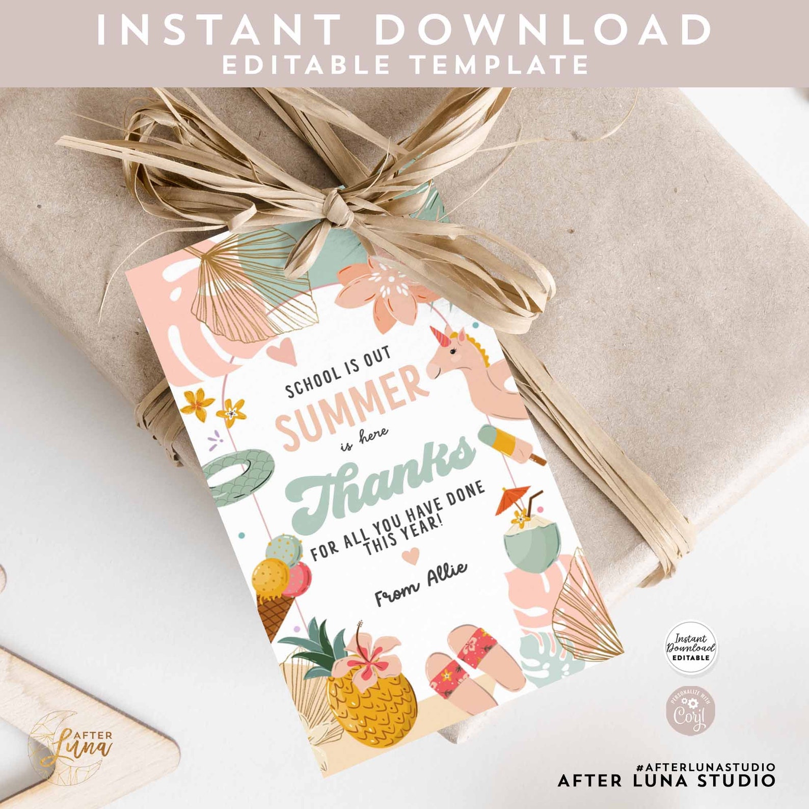 Editable Summer Teacher Appreciation Gift Tags End of Year Thank You ...