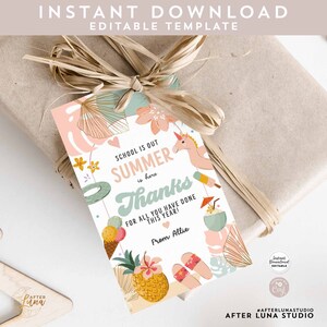 Editable Summer Teacher Appreciation Gift Tags End of Year Thank You ...