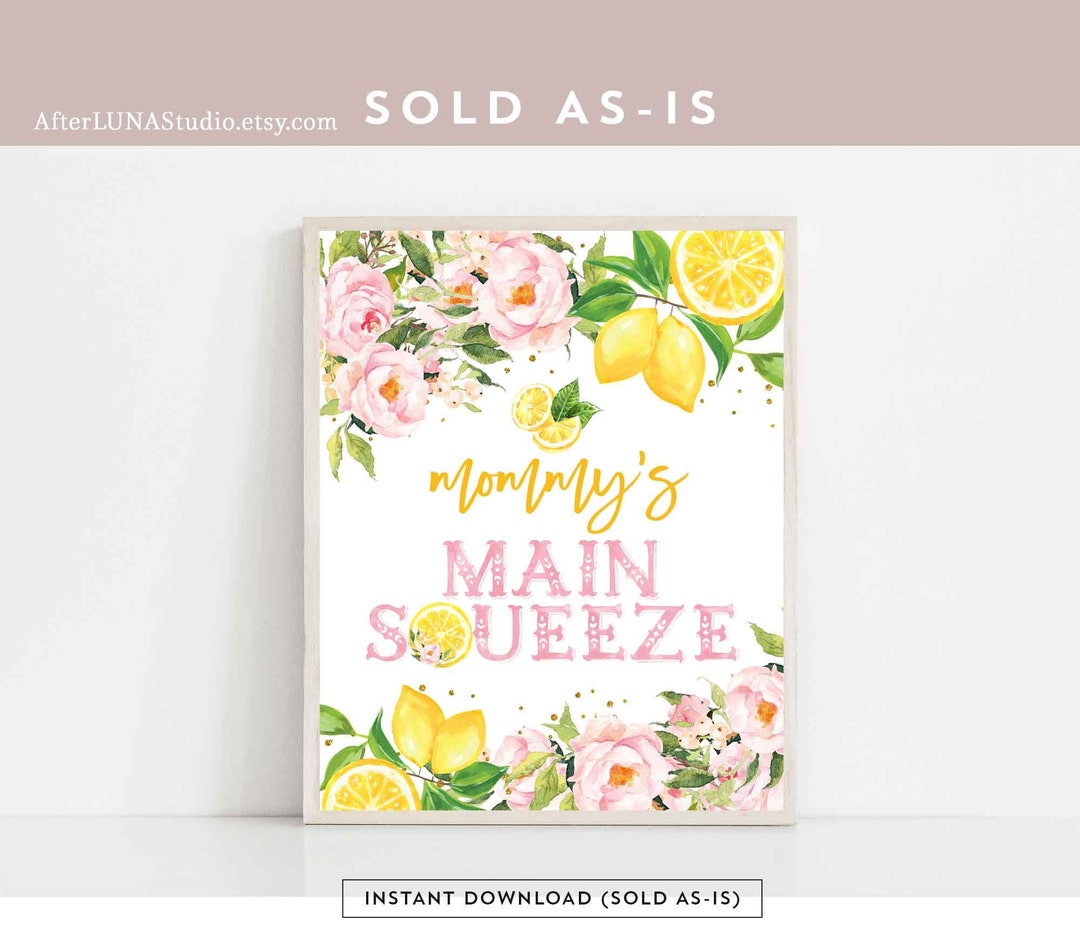 8x10" the Main Squeeze Sign Printable Drink Table Decor Lemon Lemonade ...