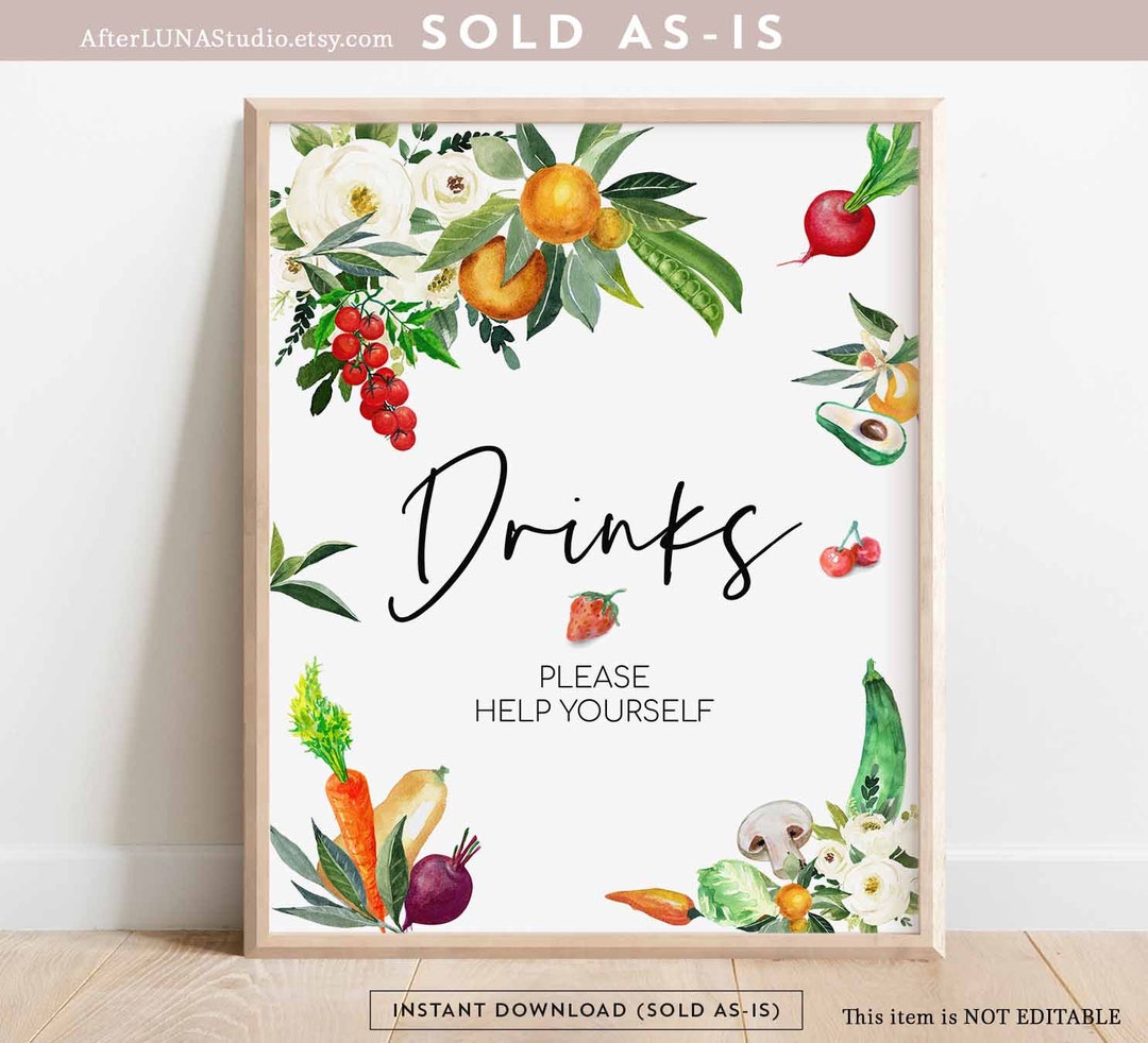 Locally Grown Veggie Fruit Drink Table Sign Farm Farmers Market ...