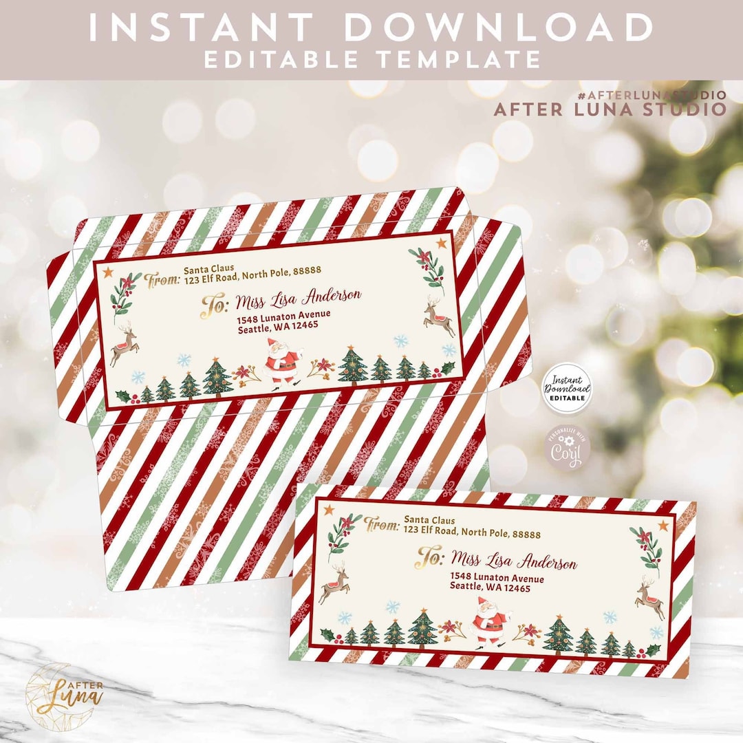 EDITABLE Santa Envelope Letter From Santa #10 Printable Envelope ...