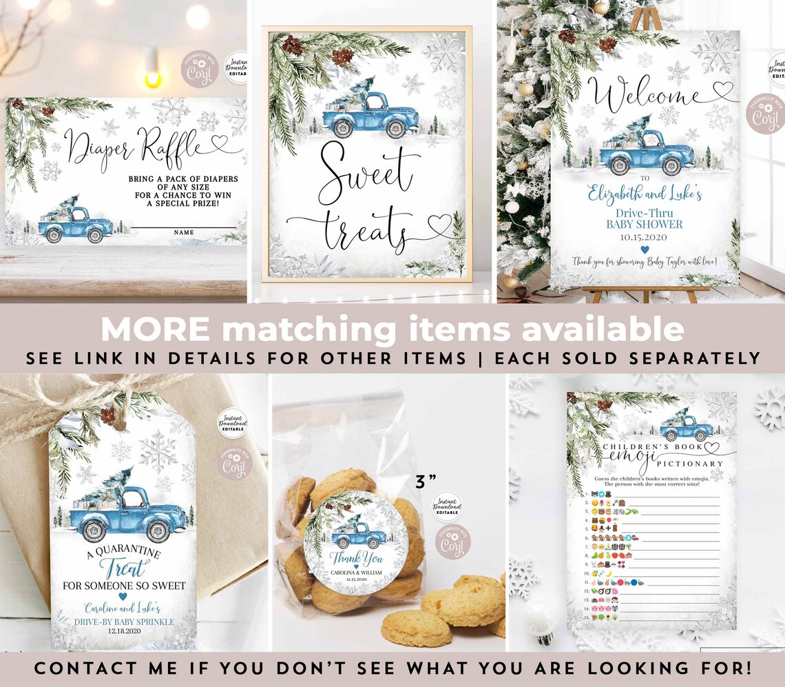 Winter Blue Truck Snowflake Soup Bar Sign Baby Shower Sprinkle - Etsy