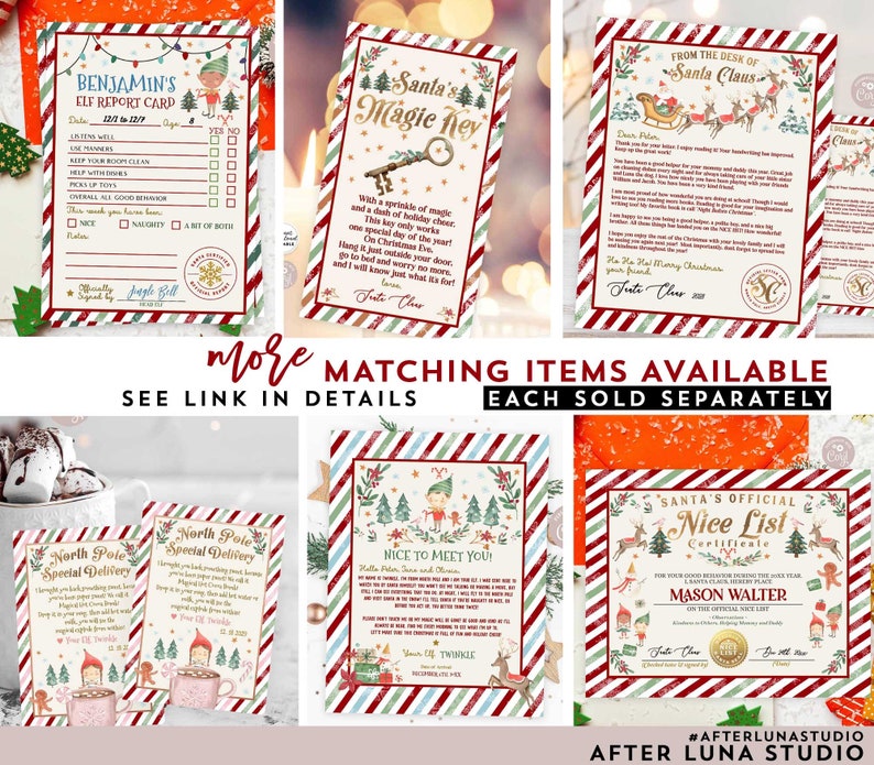 EDITABLE Boy Elf Report Card Printable Green Red Stripes Elf Activity ...