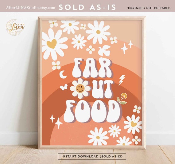 Fall Groovy Birthday Party Decor Daisy Far Out Food Table - Etsy