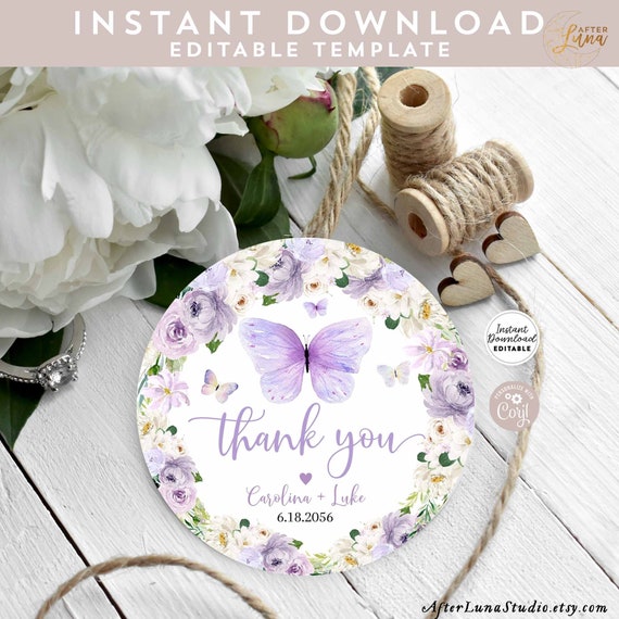 Paper & Party Supplies Printable Butterfly Tag Editable Butterfly Favor ...