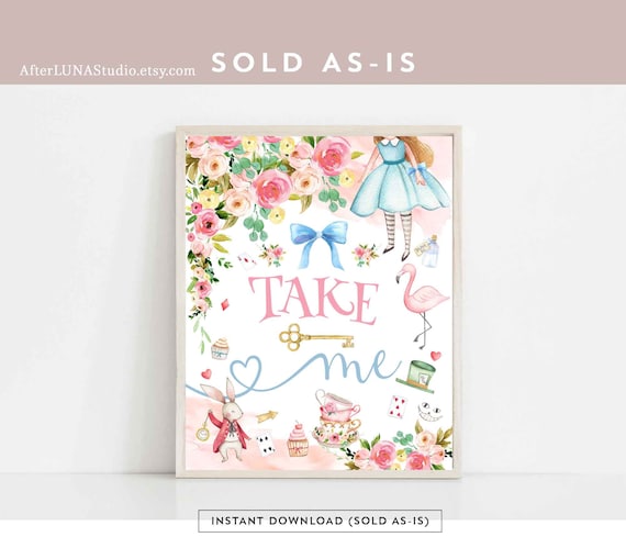 8x10 Take Me Sign Alice in Wonderland Onederland | Etsy
