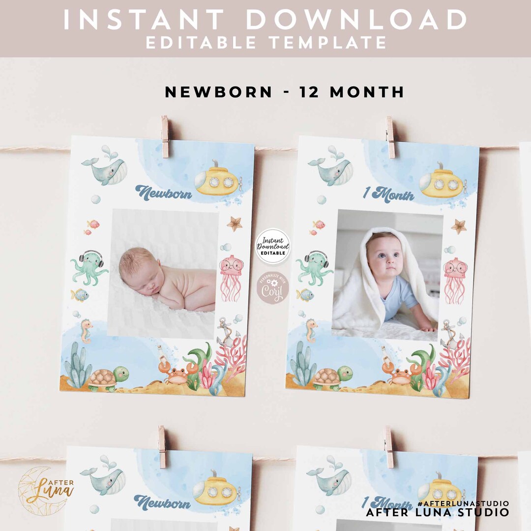 Editable Under the Sea Cute Whale Sea Turtle Beach Birthday First ...