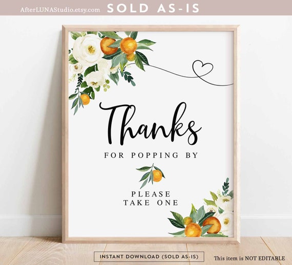Orange Citrus Thanks for Popping by Take a One Sign Rustic A - Etsy