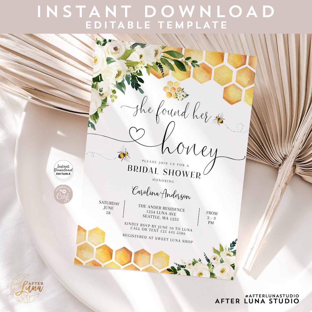 Editable She Found Her Honey Rustic Bridal Wedding Couple Shower ...