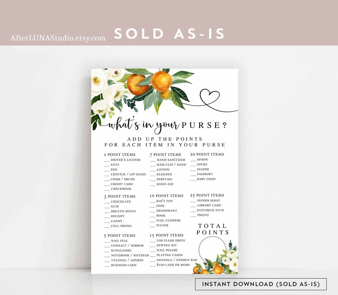 Orange Citrus What's in Your Purse Game A Little Cutie is on the Way ...