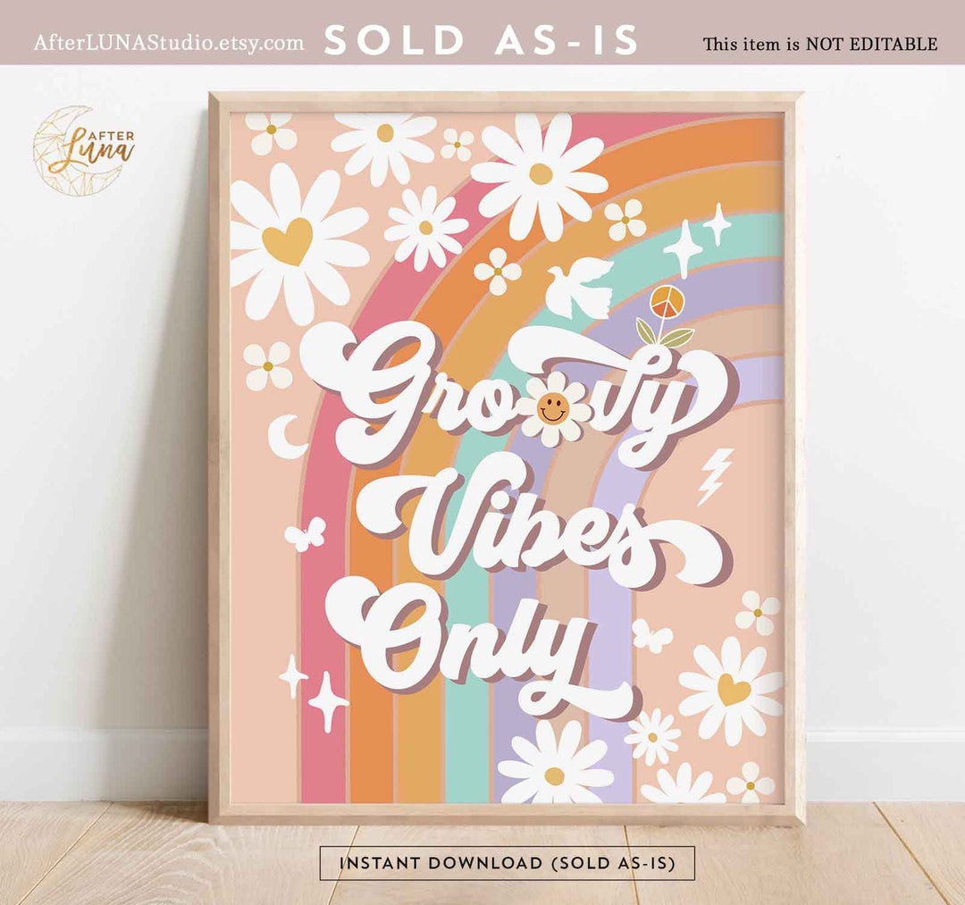 Groovy Birthday Party Decor 70' Daisy Groovy Vibes Only Decor Groovy ...