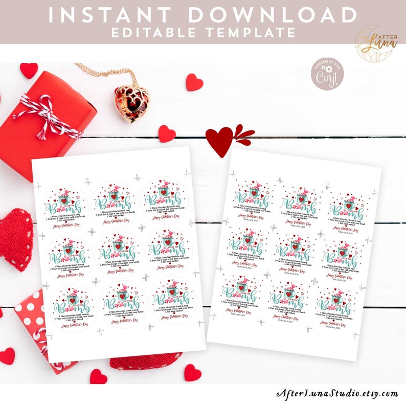 EDITABLE Valentine Hot Chocolate Bomb Tag Valentine Hot Cocoa | Etsy