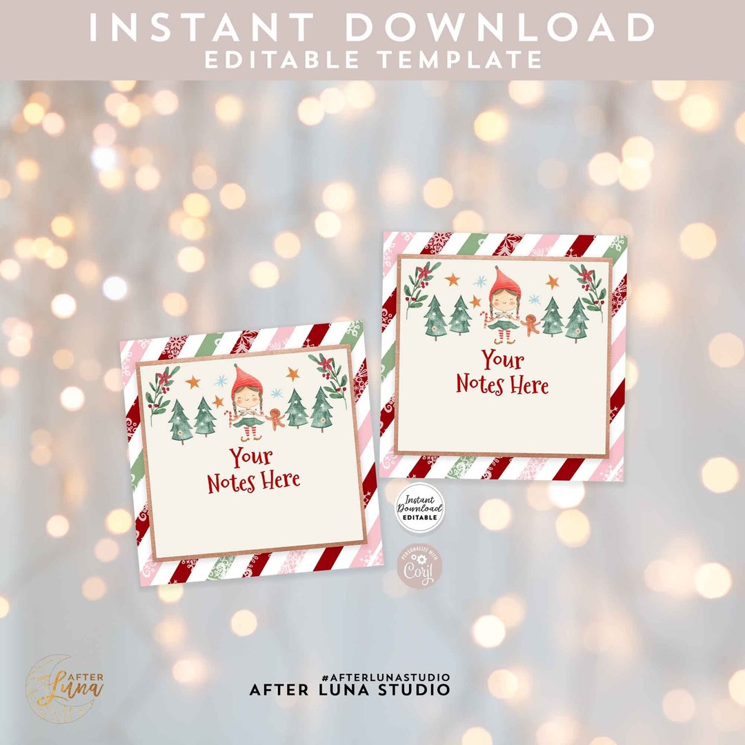 EDITABLE Pink Girl Elf Note Cards Elf Activities Games Elf - Etsy