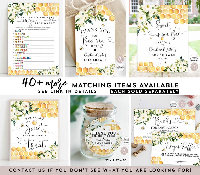 Bee Thank You for Beeing Here Favor Sign Rustic Gender Neutral Honey ...