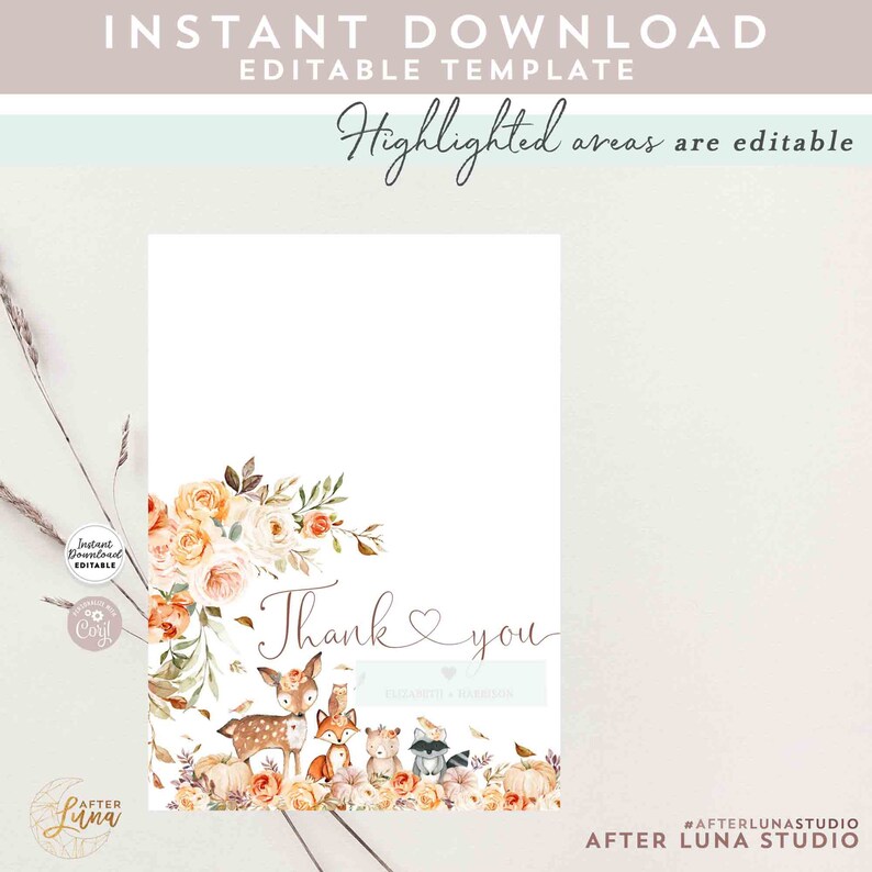 Editable Fall Pumpkin Woodland Animal Fox Baby Shower Sprinkle | Etsy