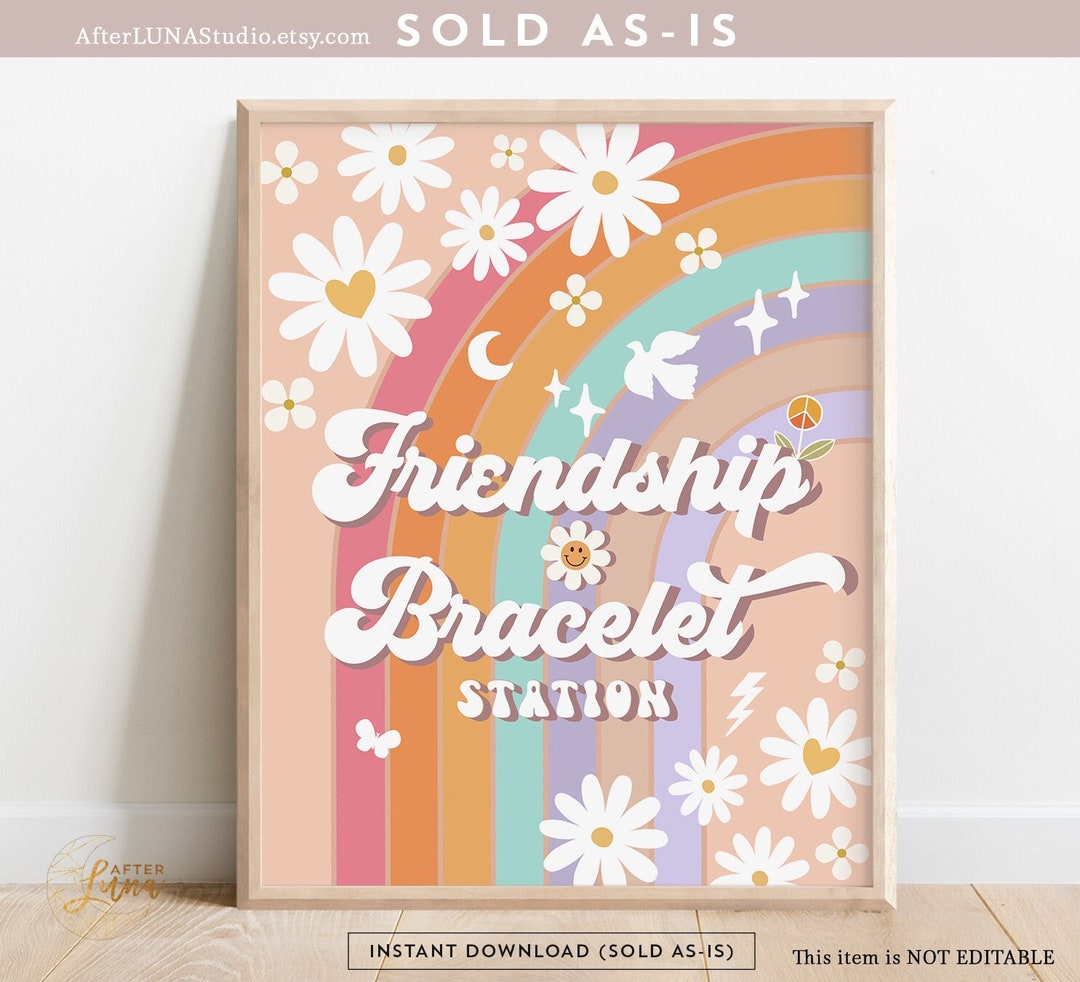 Groovy Birthday Party Decor 70' Daisy Friendship Bracelet Station Party ...