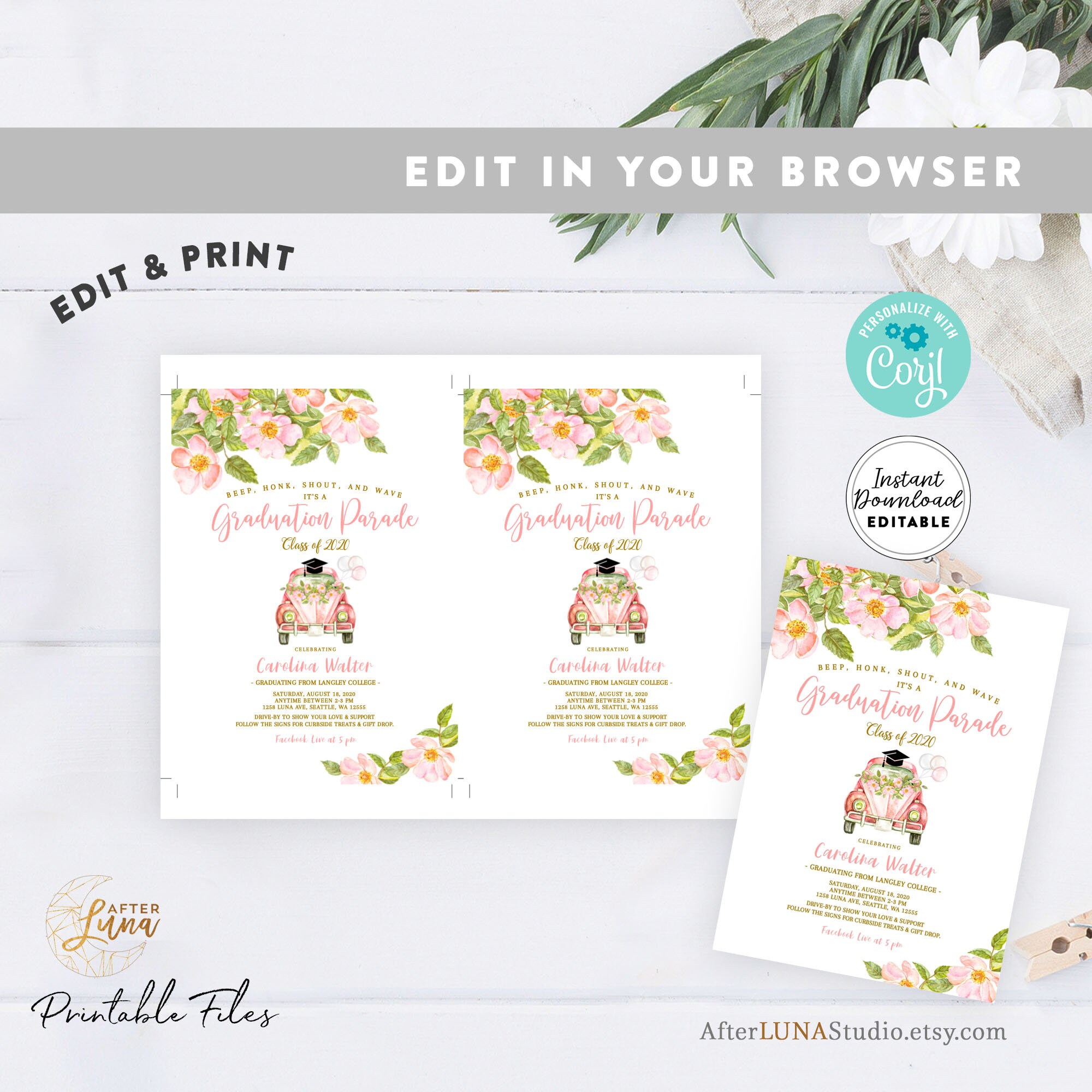 EDITABLE Graduation Parade Invitation Instant Download Rustic | Etsy Canada