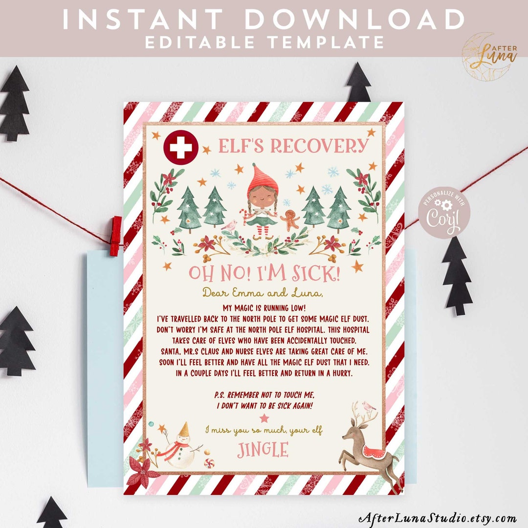 EDITABLE Elf Recovery Letter Touched Elf Lost Magic Note Magic Elf Dust ...