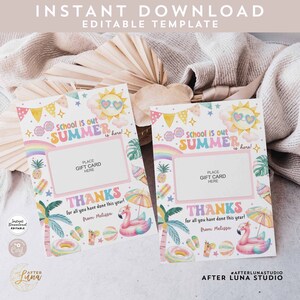 Editable Gift Card Holder School is Out Summer is Here Teacher ...